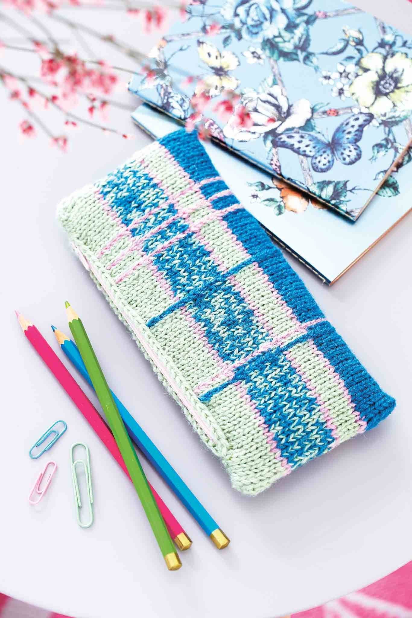 Tartan Pencil Case Knitting Pattern | The Knitting Network