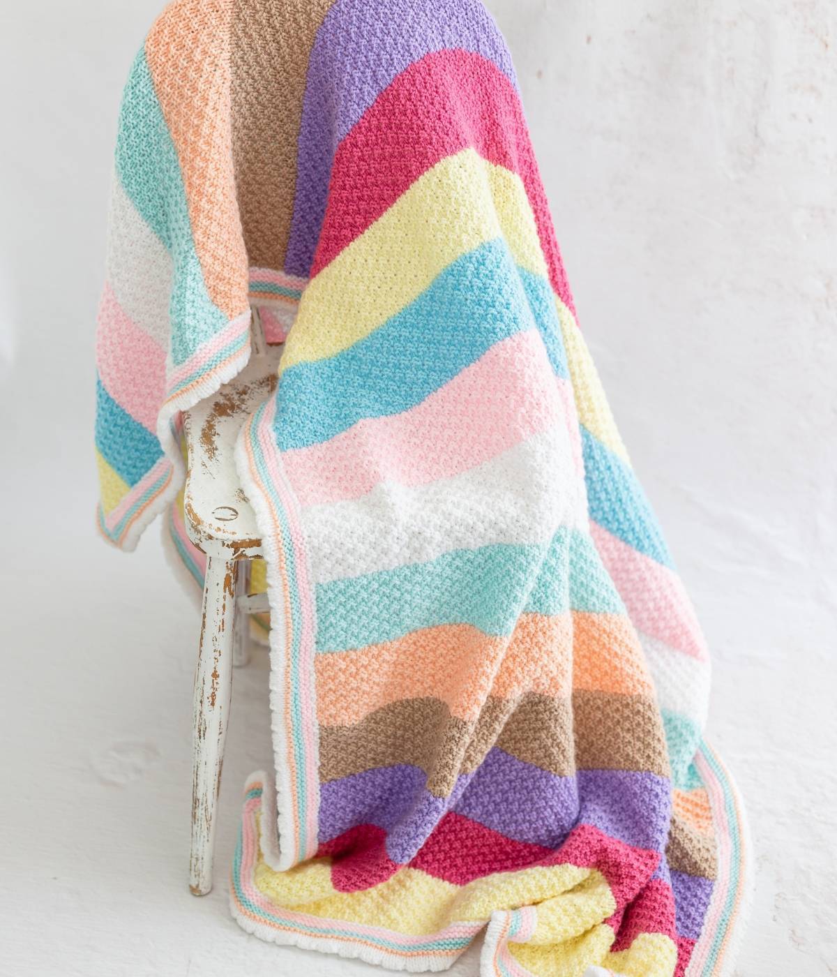 Ten Ball Candy Stripe Knitted Blanket in Emu Classic DK (1026) | The ...