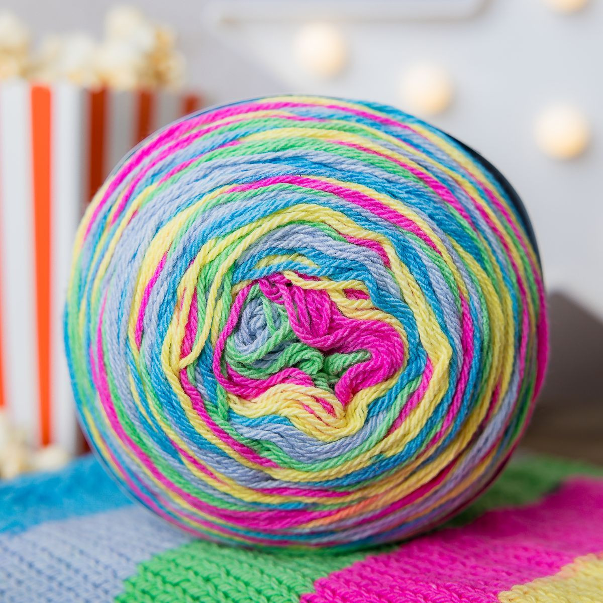 Emu Funfair Stripe Cotton Blend DK - Rainbow Lollipop (002) | The ...